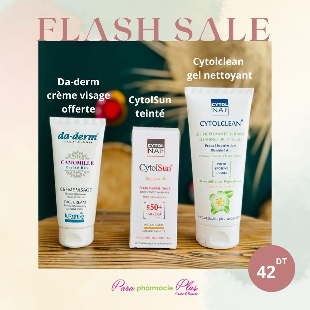 COFFRET CYTOLSUN ECRAN TEINTE 50ML+CYTOLCLEAN GEL NETTOYANT + DADERM ...